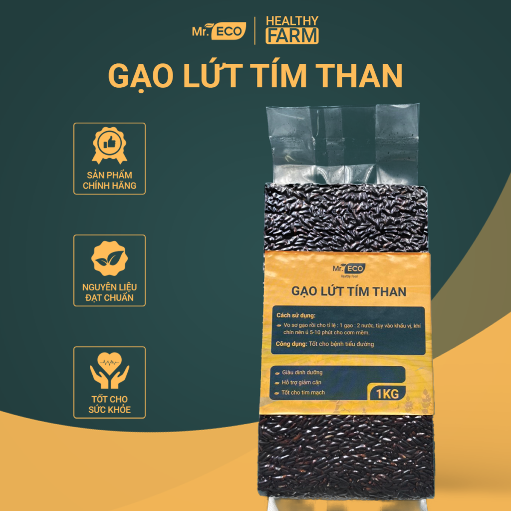 Gạo Lứt Tím Than Dẻo Sóc Trăng Mr.Eco - Gói 1Kg - Mr.Eco Healthy Food
